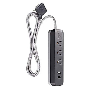Globe Electric Designer Series 6-ft 3-Outlet 2-USB Surge Protector Power Strip in Grey Charcoal