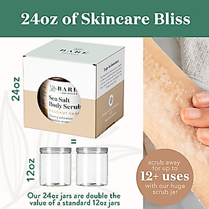 Bare Botanics Lemon Orange Body Scrub 24oz | Made in Madison, WI | All Natural Sea Salt Exfoliator w/ Skin Loving Moisturizers | Vegan & Cruelty Free | Gift Ready Packaging w/ a Cute Wooden Spoon