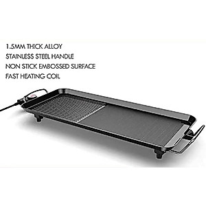 Electric Table Top Griddle. Korean Style Nonstick Grill. Indoor Raclette Yakiniku Grill Pan. Extra Large Portable. Adjustable Temperature. Campaing Indoor Outdoor (26.8 Inch)