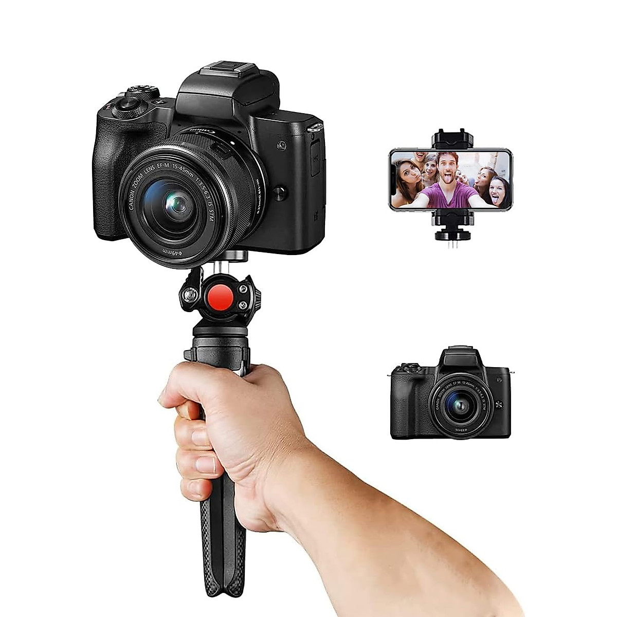 Camera Mini Tripod, Etour Lightweight Vlog Tripod Holder, Adjustable [Stable Handheld Vlogging Tripod] of DSLR Compatible with Sony A6000 Canon M50 G7x Mark ii/Phone, Table Stand for Vlogger Creator