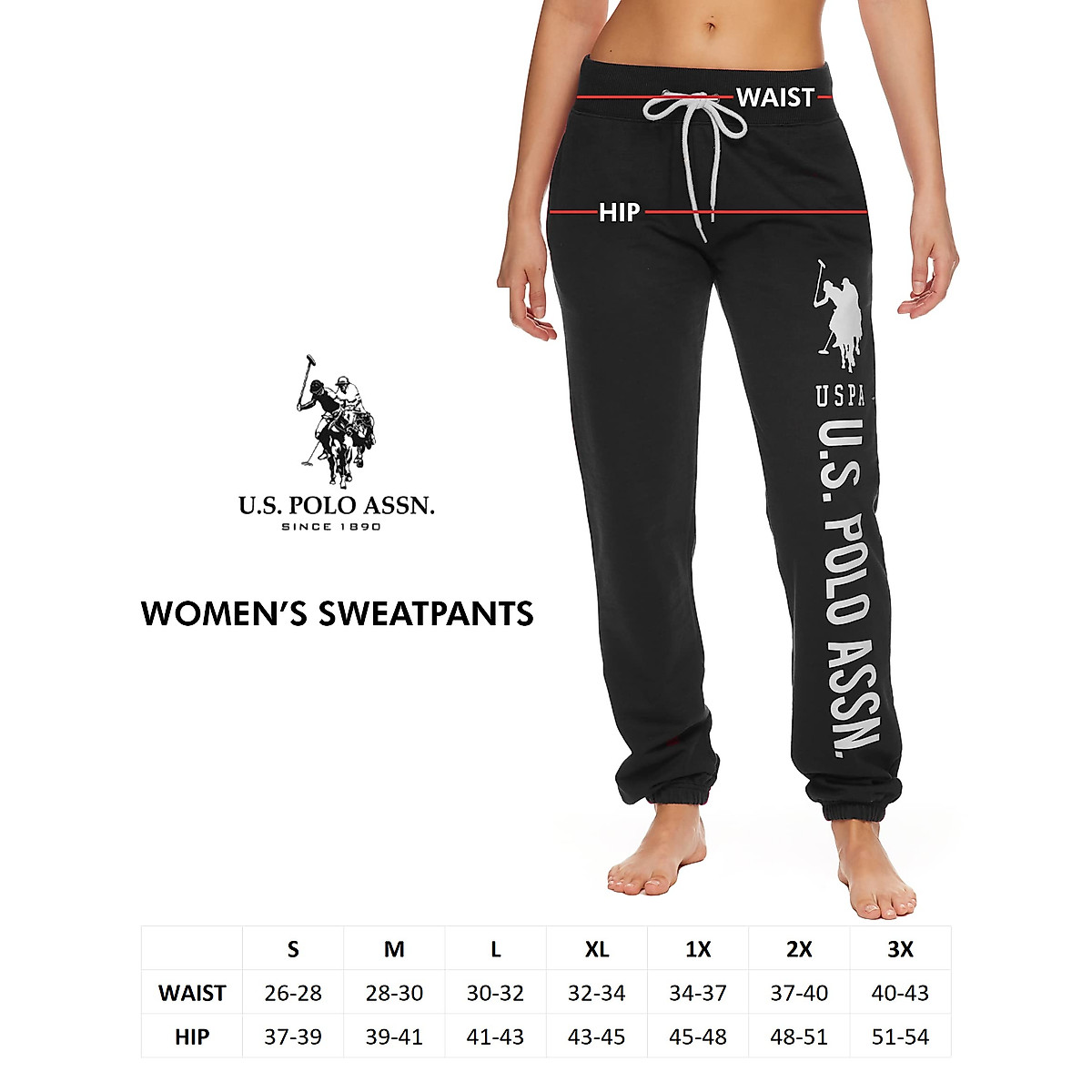 U.S. Polo Assn. Womens Sweatpants - Women Joggers Sweats with Logo Print - French Terry Poly-Cotton (Coral Heather with White Print, Large)