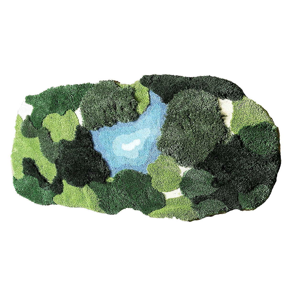 THRILRUG 20x35 Inch 3D Moss Rug,Shag Carpet Leaf Area Bathroom Rugs Non Slip Bath Mat Tufted Rug,Ultra Soft Washable Children Play Plant Leaves Shaped Kids Pets Floor Mat for Bedroom,Living Room Green