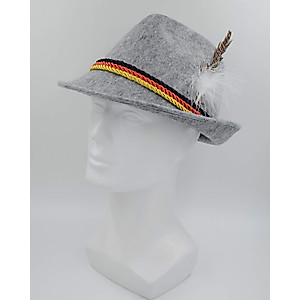 Melesh Oktoberfest German Alpine Bavarian Hat (Gray/Green)