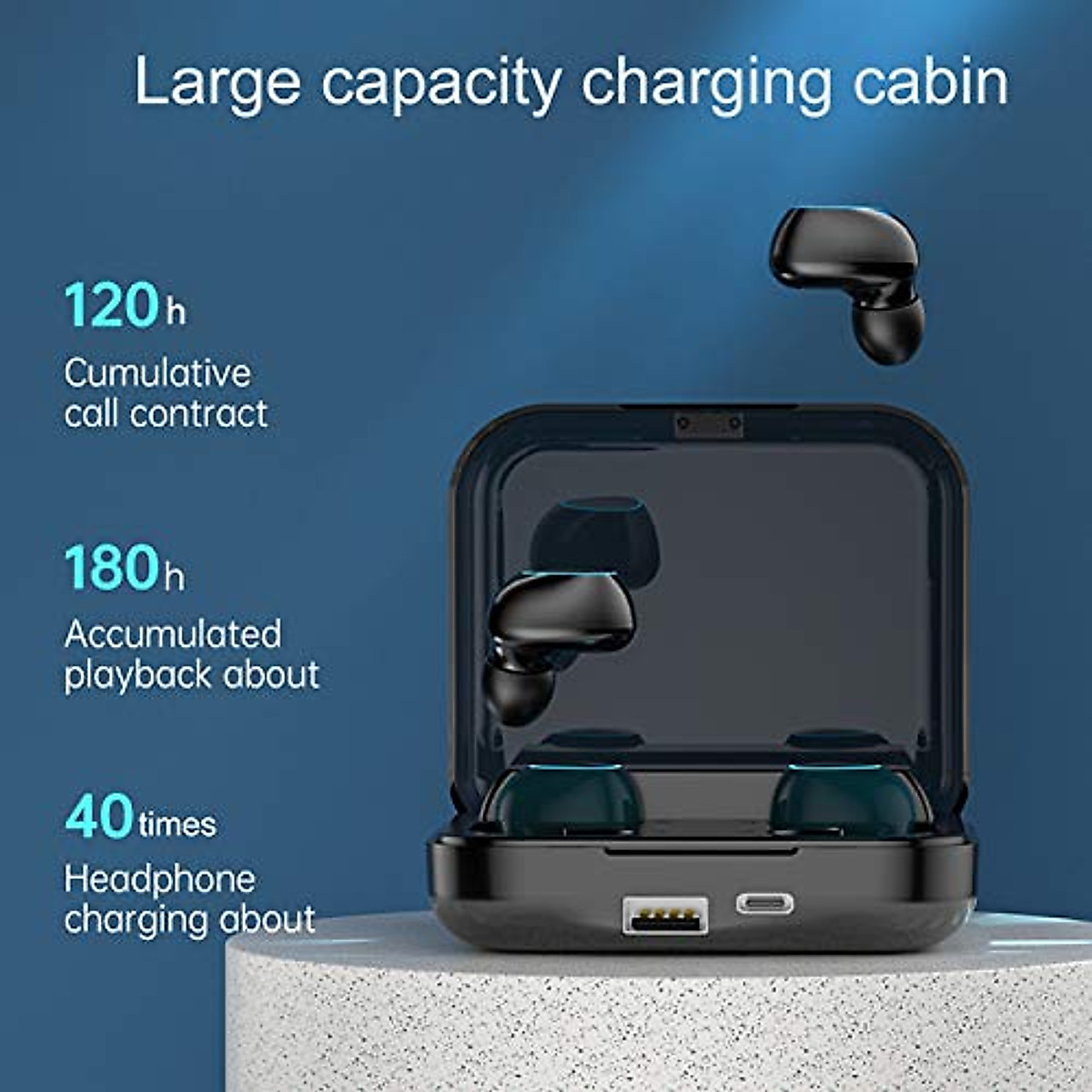 OCUhome True Wireless Earbuds, Bluetooth Headphones, 4Pcs M22 Earphone Bluetooth 5.1 Noise Reduction Mini Wireless Earpieces for Phone Black