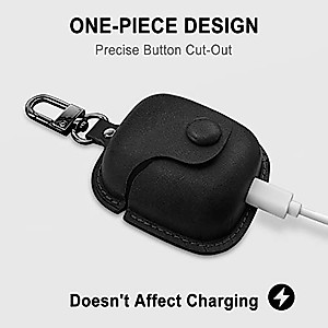 Geiomoo Leather Case Compatible with JBL Tune 220TWS, JBL Tune 225TWS, Portable Protective Cover with Keychain (Black)