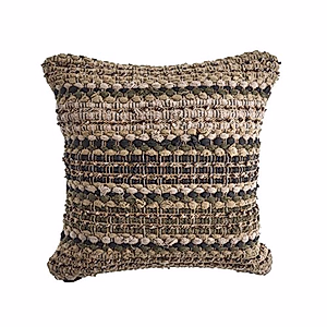 LR Home Khaki Chevron Striped Throw Pillow 18" x 18" Beige/Brown