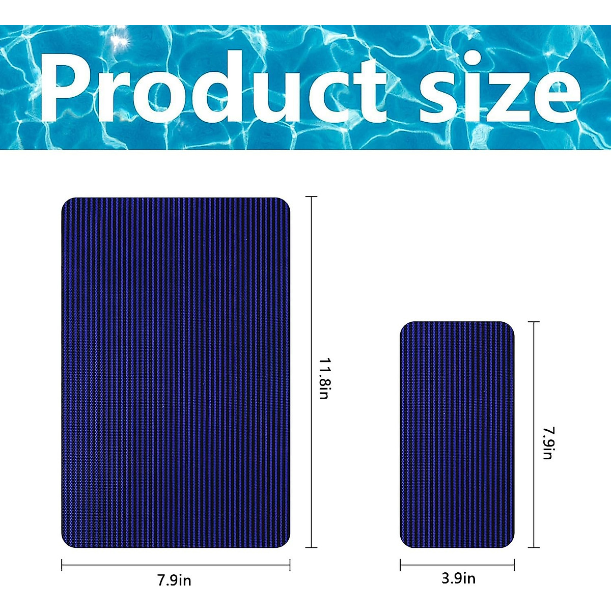 Lfutari 6pcs Swimming Pool Cover Repair Kit - Blue Pool Safety Cover Patch Kit - Self-Adhesive Mesh Pool Cover Saver Patch Kit for Inground Safety Pool Cover (2pcs 12x8 inch+4pcs 4X8 inch)