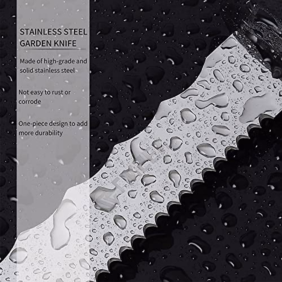 BaiCarre Stainless Steel Garden Knife with Yellow New Handle, 7.8" Double Side Utility Sod Cutter Lawn Repair Garden Knife with Nylon Sheath