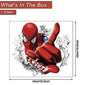Kids Superhero Wall Decals Spiderman Wall Poster Decal Stickers Wall Decal Peel and Stick for Boys Bedroom Playroom Wall Decor