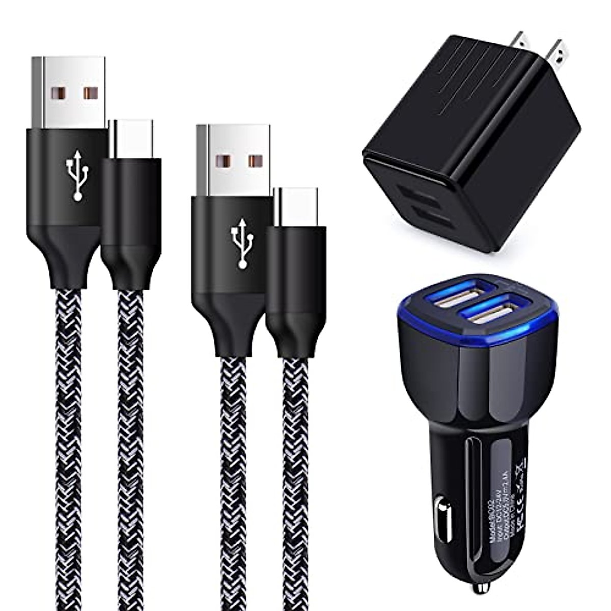 Fast Charger Type C Charging Block USB Wall Plug Android Phone Fast Car Charger Adapter C Type Charging Cable 3FT 6FT for Samsung Galaxy S23 S22 Plus S22 Ultra S21 FE S20 S10 A10e A11 A12 A13 A21 A51