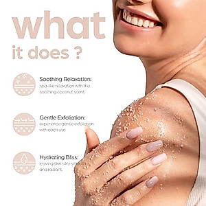 Coconut Milk Body Scrub - Moisturizing Almond Oil, Saffron Stem Cell &amp; Nourishing Body Oils -Exfoliating Salt Scrub For Body - Win Against Aging, Acne, Eczema, Psoriasis &amp; Dead Skin Scars- 10 oz