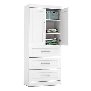 Atlin Designs 3-Drawer Set and Door Wood Storage Unit in White