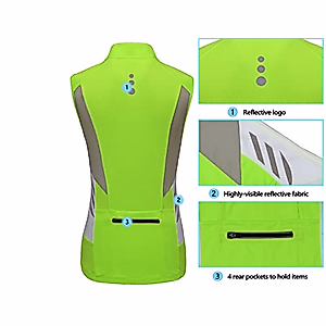 Little Donkey Andy Women's Bike Vests Sleeveless Cycling Jerseys Shirts Breathable 4 Rear Pockets Fluorescent Yellow M