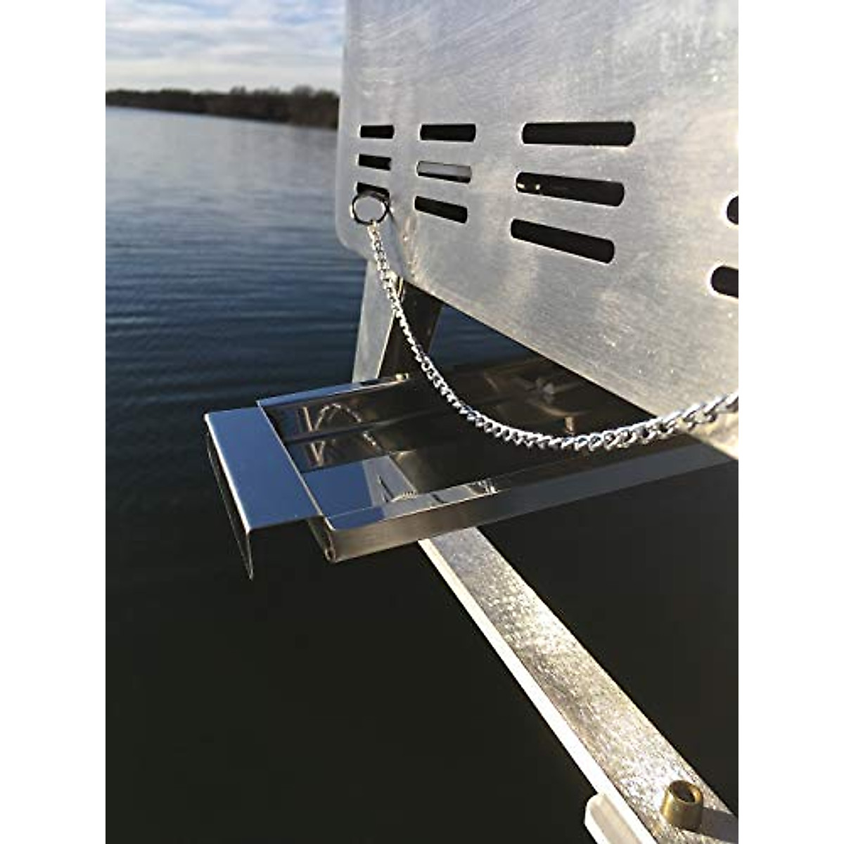 CUISINART Grill Modified for Pontoon Boat with Arnall's Stainless Grill Bracket Set + Chef Professional Featuring Full Stainless-Steel Construction