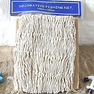 TEMUCY Natural Fish Net Decorative, Beach Themed Fish Net Decorations for Pirate, Mermaid, Beach Party Home Bedroom Décor