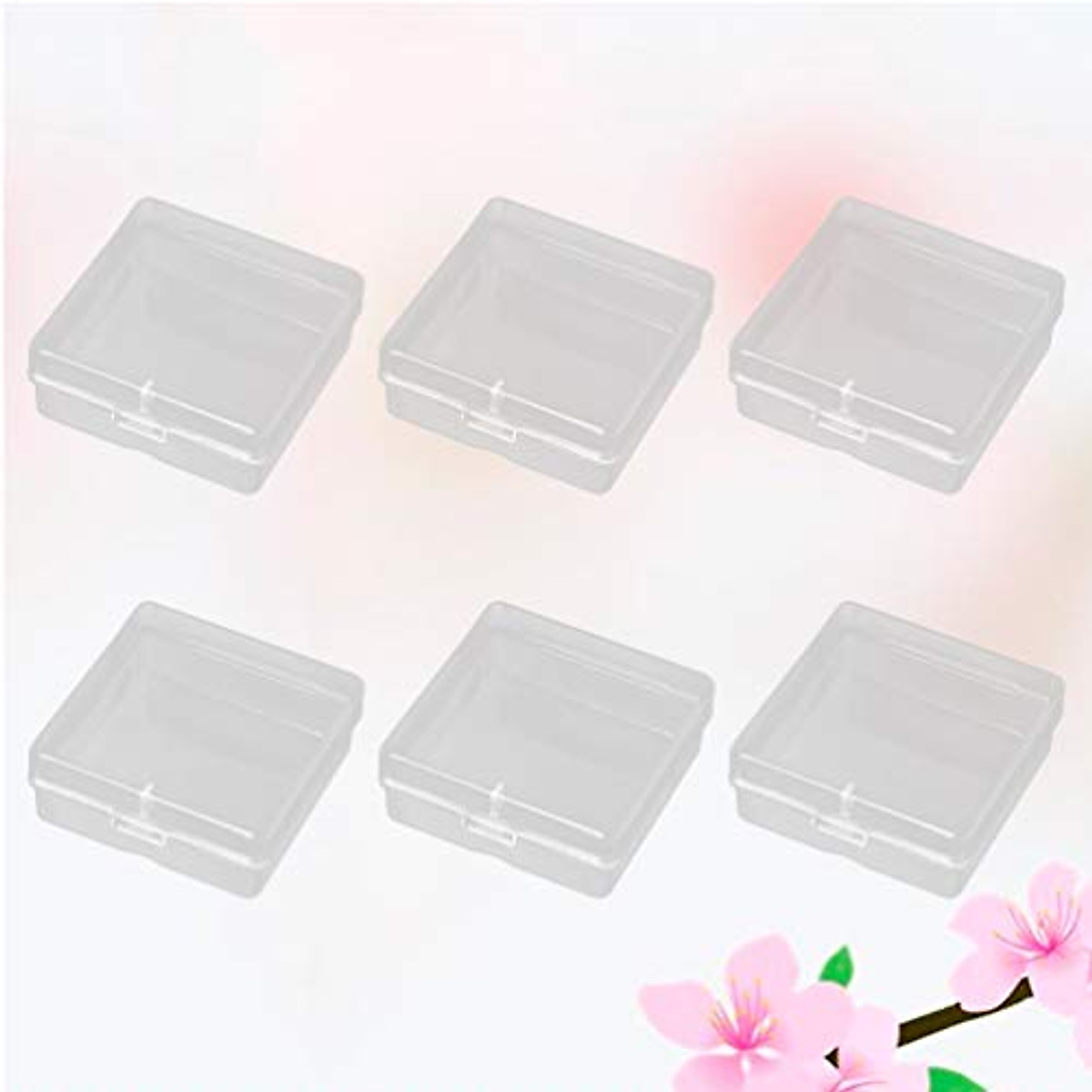 HEALLILY Clear Organizer Box Mini Transparent Storage Box Square Container Jewelry Box Organizer Storage Case for Classroom Office Home School 6pcs (Square) Bead Organizer Box