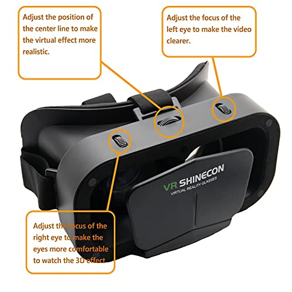 UYGHHK VR Headsets, Virtual Reality Game Movie Goggles for iPhone & Android System 4.7-7.2 inch Smartphone Adjustable 3D VR Glasses with Controller