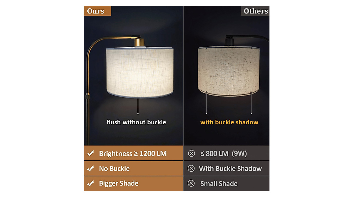 FINNCHY Gold Floor Lamp with Remote Control - Dimmable & Adjustable