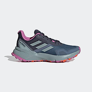 adidas Women's Terrex Soulstride Trail Running Shoe, Wonder Steel/Magic Grey Metallic/Pulse Lilac, 7.5