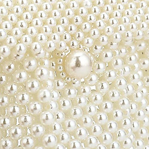Pearl Crossbody Bag White Handmade Weave Pearl Purses Beaded Shoulder Bag for Women Girls Lady Beaded Clutch Evening Bag