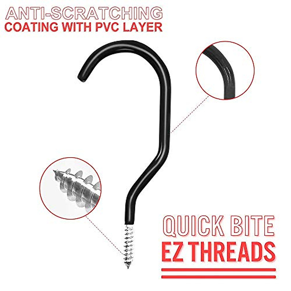 MCIGICM Heavy Duty Bike Hook: 4 Pack Small Size Perfect Hooks | Hangers for Garage Ceiling and Wall Bicycle Storage and Hanging Screw in Bike Storage Hanger