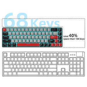 MageGee Portable 60% Mechanical Gaming Keyboard, MK-Box Blue LED Backlit Compact 68 Keys Mini Wired Office Keyboard with Brown Switch for Windows Laptop PC Mac - Grey/Black