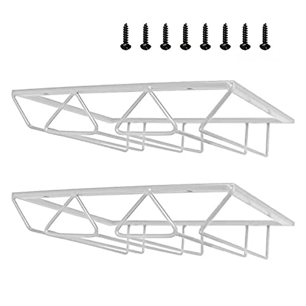 HODZUMRAC Wine Galss Holder - Under Cabinet Wine Glass Rack Stemware Rack, Wine Glass Hanger Kitchen Storage for Glasses, Metal Organizer for Kitchen Bar (White, 2Packs)