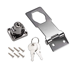 uxcell 3-inch Keyed Hasp Locks Zinc Alloy Twist Knob Keyed Locking Hasp W Screws for Door Cabinet Keyed Alike Black 3Pcs