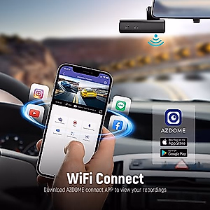 AZDOME M301 2K Dash Cam Front and Rear, Built in WiFi, Dual Dashcams for Cars, Voice Control Car Camera with UHD 1440P, Night Vision, G-Sensor, Parking Monitor, 64GB SD Card Included