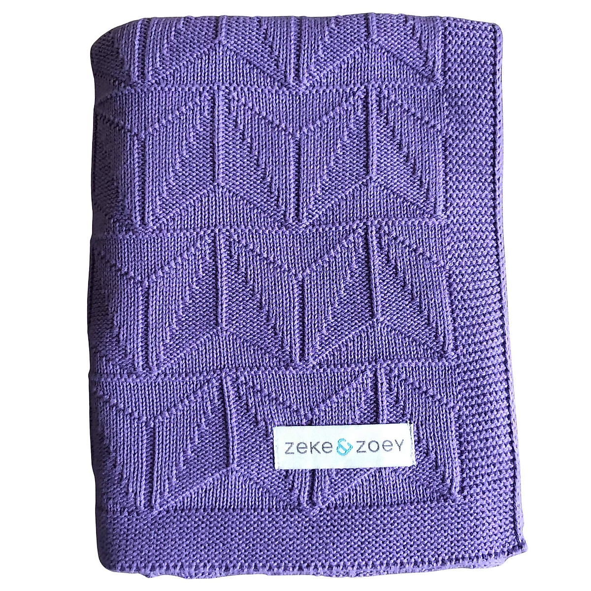 Zeke and Zoey Soft 100% Cotton Knit Purple Baby Blanket for Girls or Boys – Unisex, for Infant, Newborn, Toddler and Kids for Crib, Stroller, Car, Receiving or Swaddle Blanket