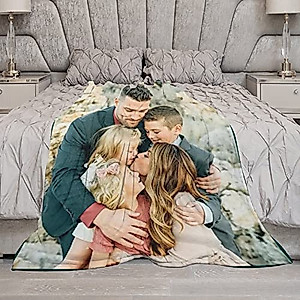 Custom Personalized Blanket with Photo & Name - Personalized Picture Collage Blanket Soft Using My Own Photos Custom Gifts for Dad, Mom, Family, Friends, Couples