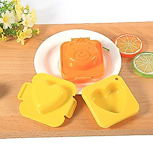 Boiled Egg Models, Cartoon Cute Rabbit Bear Fish Car Star Love Heart Chicken Shape Eggs Model Set Rice Food Pan Cooking DIY Decorating Cake Tools Hard Cookery Kitchen Bento Accessories Kids Home 6Pcs