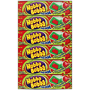 Hubba Bubba Gum (18 Pack) Max Bubble Gum Strawberry Watermelon Flavored Chewing Gum, 5 Piece