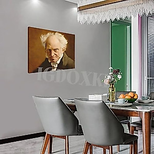 DEVINK Philosopher Arthur Schopenhauer Portrait Art Poster Aesthetic Art Deco Living Room Bedroom Decor Prints Frame-style 20x16inch(50x40cm)