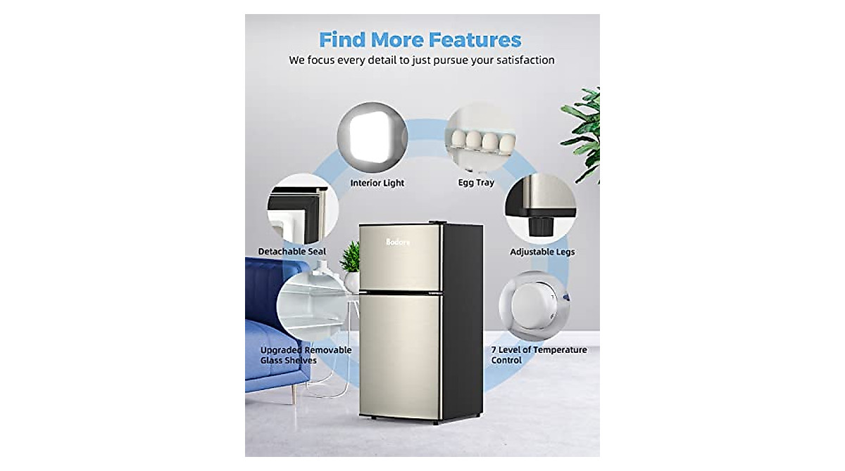 Bodare Mini Fridge with Freezer | Compact, Quiet & Energy-Efficient