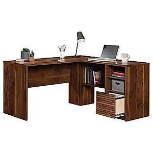 Sauder Harvey Park L-Desk, L: 59.06" x W: 59.06" x H: 30.00", Grand Walnut Finish