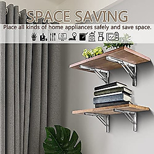 Folding Shelf Brackets 16 Inch, Pynsseu Heavy Duty Stainless Steel Collapsible Wall Mounted Shelf Bracket for DIY Table Work Bench, Space Saving DIY Wall Bracket, 2 Pack