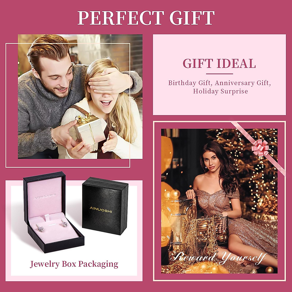 Heart Hoop Earrings for Women Sterling Silver Earring Pink Cubic Zirconia Diamond Dangling Anniversary Birthday Christmas Gifts for Her Hypoallergenic