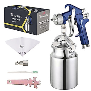 Throohills Siphon Feed Spray Gun for Piant with 1.8mm Nozzle, 1000cc Cup and 6pcs Paint Strainers for Cars & HousePainting Gun(Blue)