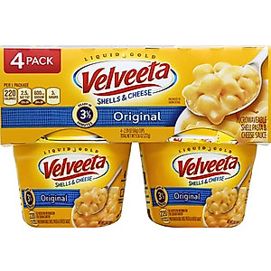 Velveeta Shells & Cheese Original Microwavable Macaroni and Cheese Cups (4 ct Pack, 2.39 oz Cups)