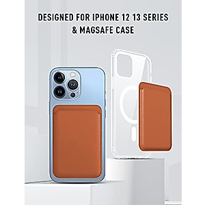 Magnetic Card Wallet Holder with MagSafe for iPhone 14 Pro Max/14 Plus/14 Pro/14, for iPhone 13 Pro Max/13 Pro/13/13 Mini, for iPhone 12/12 Pro/12 Max/12 Mini,GoldenBrown