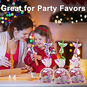 24 Glitter Mermaid Party Favors Mermaid Tail Drinking Straws for Mermaid Birthday Party Supplies with 2 PCS Straws Cleaning Brush