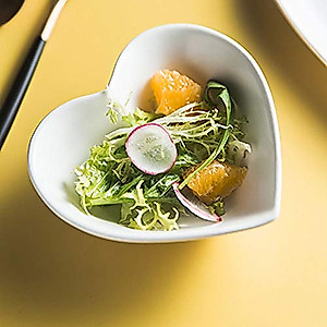 BigNoseDeer Super Cute heart shape Ceramic Sauce Dish,Mini Side Seasoning Dish,Condiment Dishes/Sushi Soy Dipping Bowl,Snack Serving Dishes,Love Porcelain Small Saucer Set(Set of 4) (3.38inch)