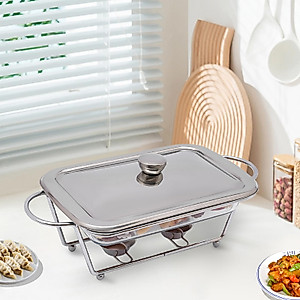 Chafing Dish,Buffet Set Warming Tray,Buffet Server,Scheuerschale,Buffet Set Warming Tablett,Buffetserver,Food Warmer for Parties Buffets,Catering Food Warmers,Rectangular Chafing Dish Buffet,Silver