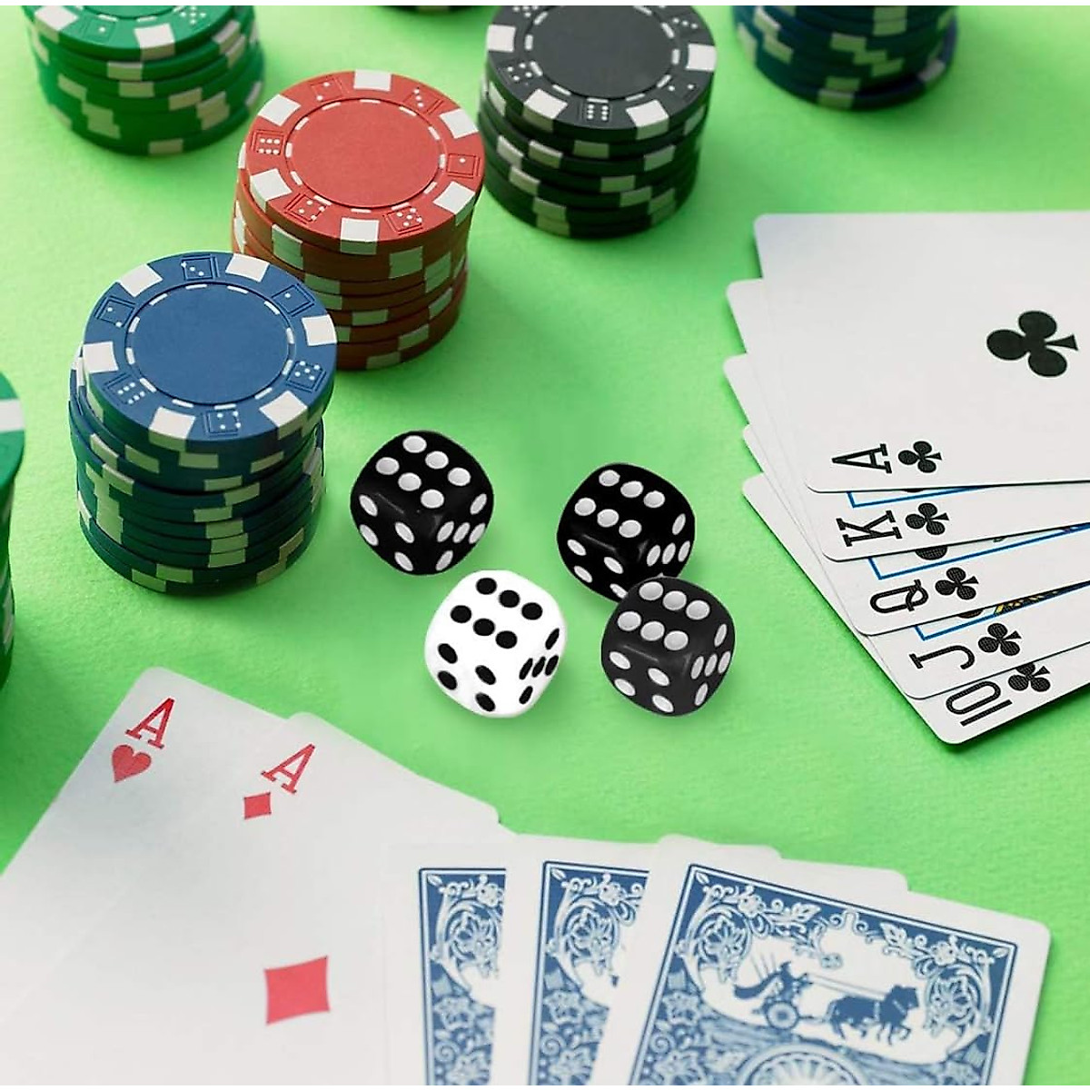 100 Bulk 16mm Dice 4 Color Assortment (Red, Blue, Black and White)