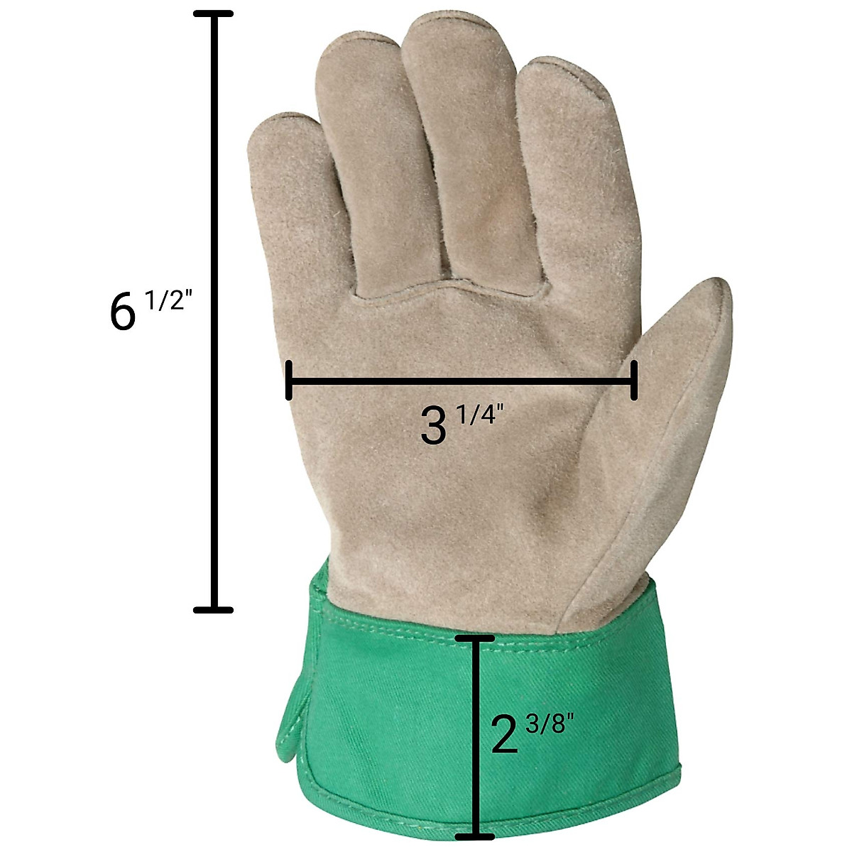 Wells Lamont Kids Work and Garden Gloves with Safety Cuff, Fits Youth Ages 5-8 (952M), Abrasion Resistant, Green