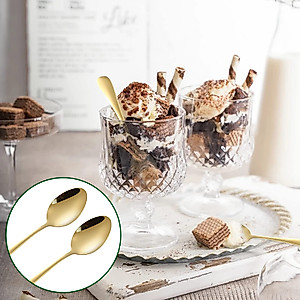Set of 8, Gold Demitasse Espresso Spoon, SourceTon Gold Mini Coffee Spoons for Dessert, Coffee Sugar, Tea, Appetizer (4.9 Inch)
