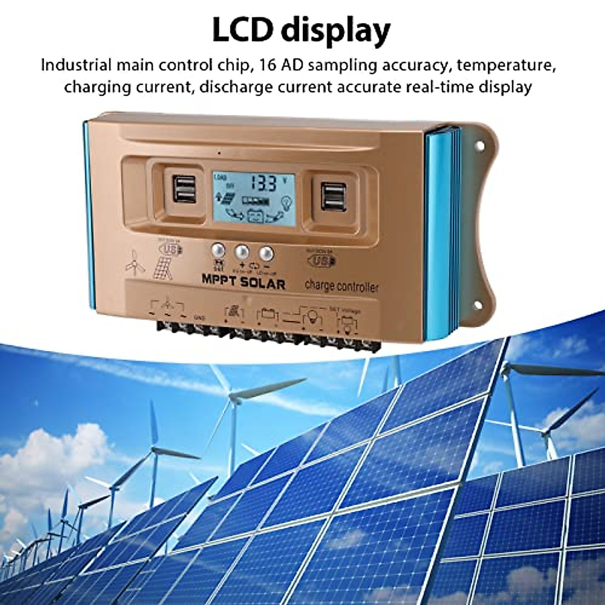 Wind Solar Controller Charge Management Solar Charge Controller 12V 24V 36V 48V 60V MPPT Tracked Charge By Charge (60A)