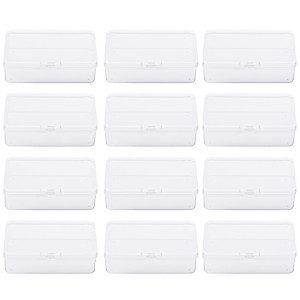 BATTIPAW 12PCS Hair Tie Organizer, Transparent Mini Storage Box, Rectangle Clear Plastic Storage Container, Portable Small Items Holder with Lid for Home, Offices, Business Trips, Travels (12PCS)