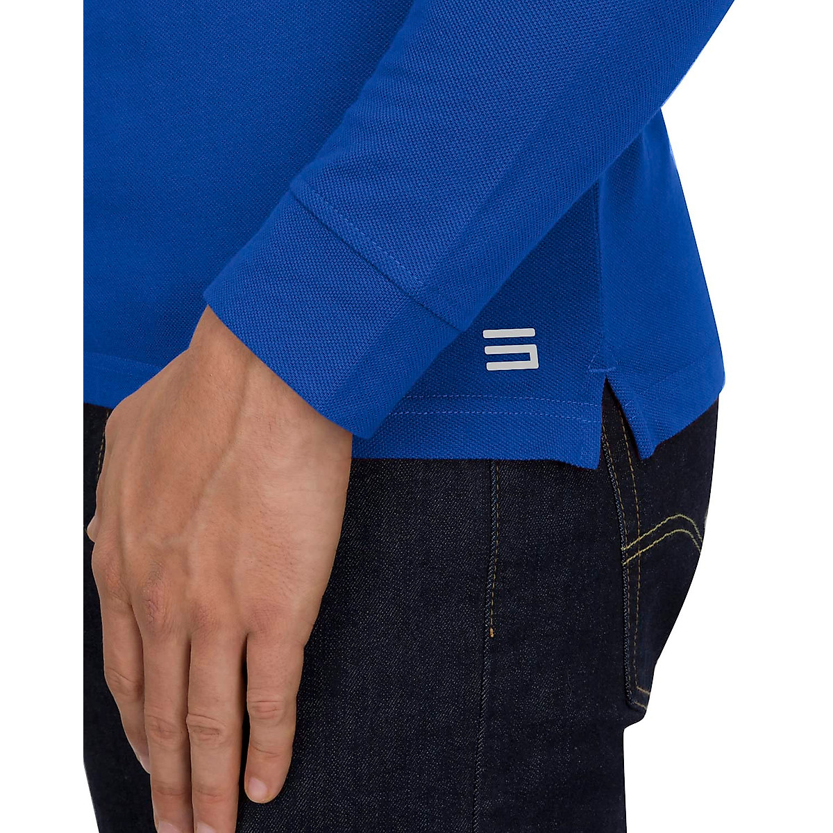 Three Sixty Six Men’s Untucked Casual Long Sleeve Polo - Collared Untuck Shirt with Two Button Placket and Stretch Fabric Ocean Blue